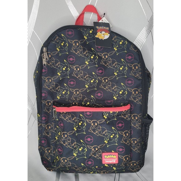 Loungefly | Bags | Loungefly Pokemon Backpack Black Pink Eevee Pikachu ...